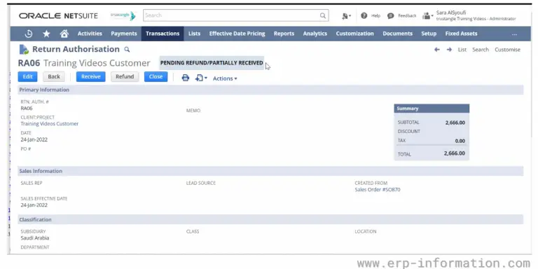 NetSuite Return Authorization: How RMA Works? (Step by Step)